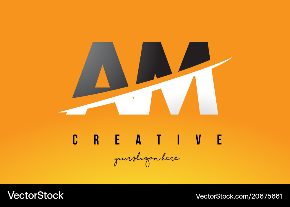 Am a m letter modern logo design with yellow Vector Image