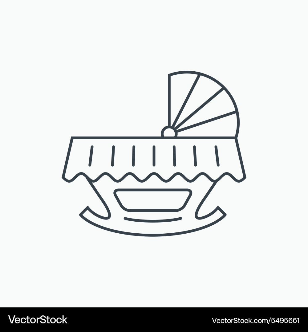 Baby Crib Icon - White Outline Royalty Free Vector Image