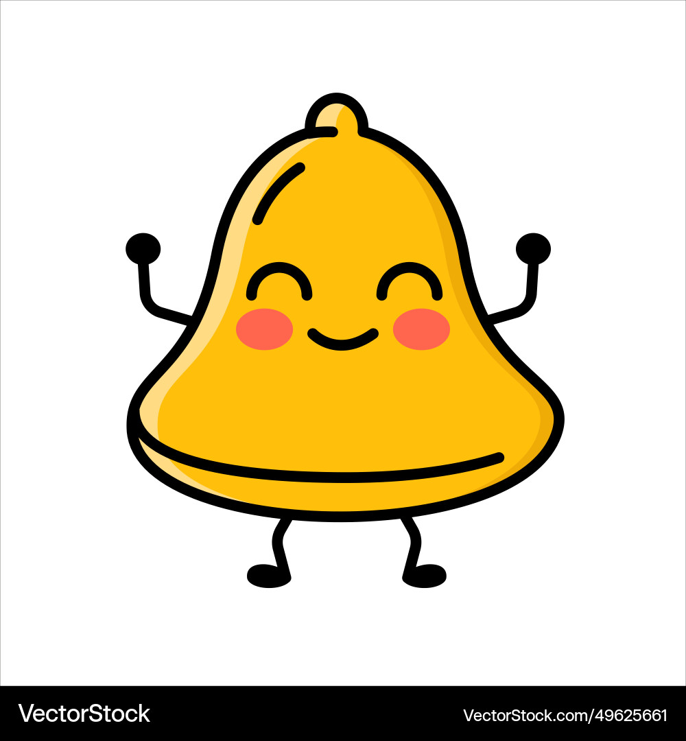 Bell color element cartoon happy character Vector Image