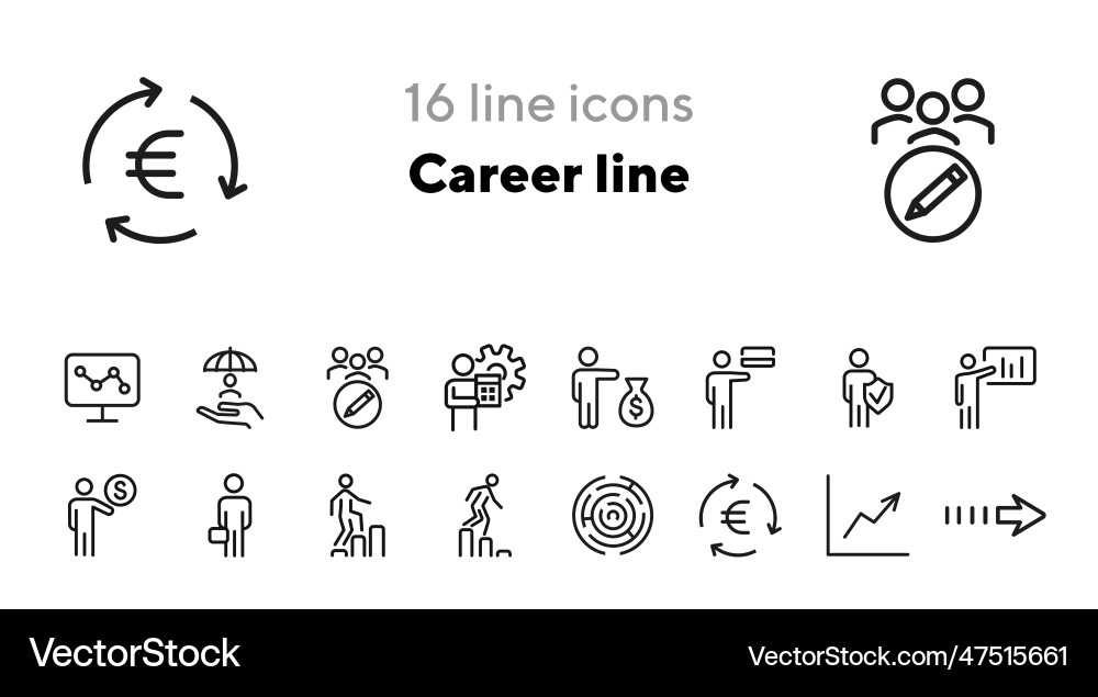 Career line icons Royalty Free Vector Image - VectorStock