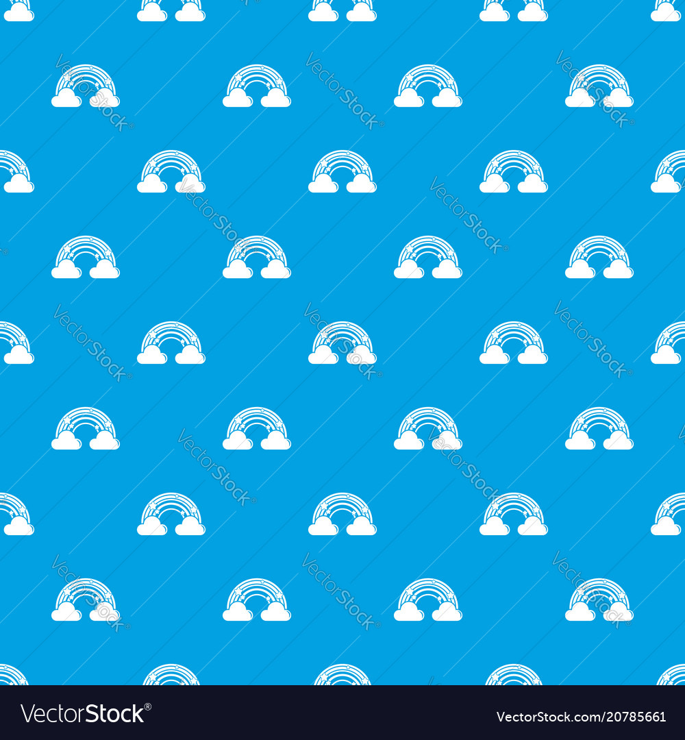 Cloud rainbow pattern seamless blue Royalty Free Vector