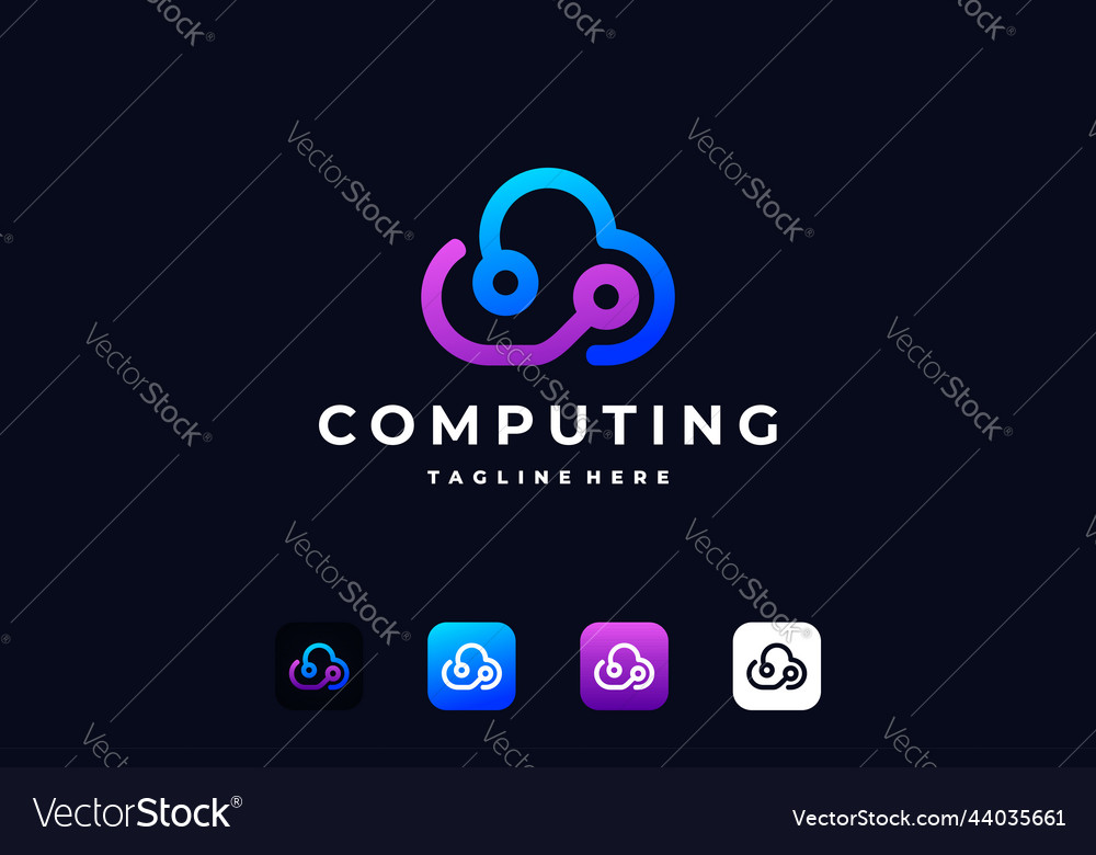 Cloud tech logo computing logo Royalty Free Vector Image
