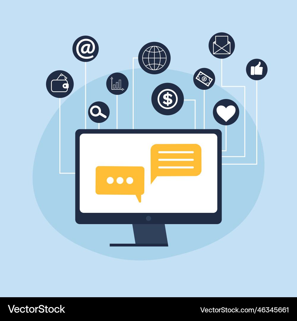 Clipart Di Chat Al Computer Computer Doodle Virtual Call Stock