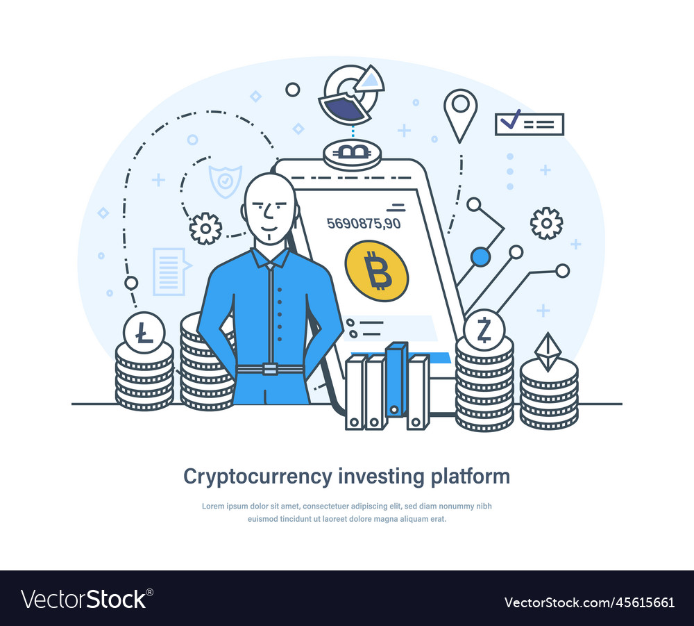 Cryptocurrency investing platform digital Vector Image