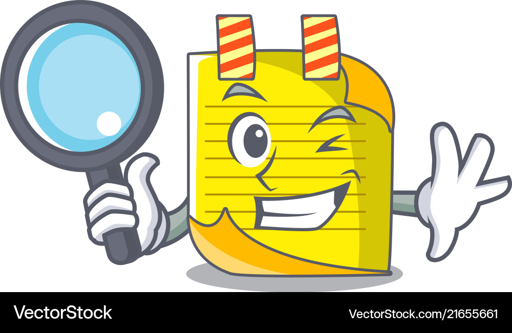 Detective cartoon note paper with conceptual idea Vector Image