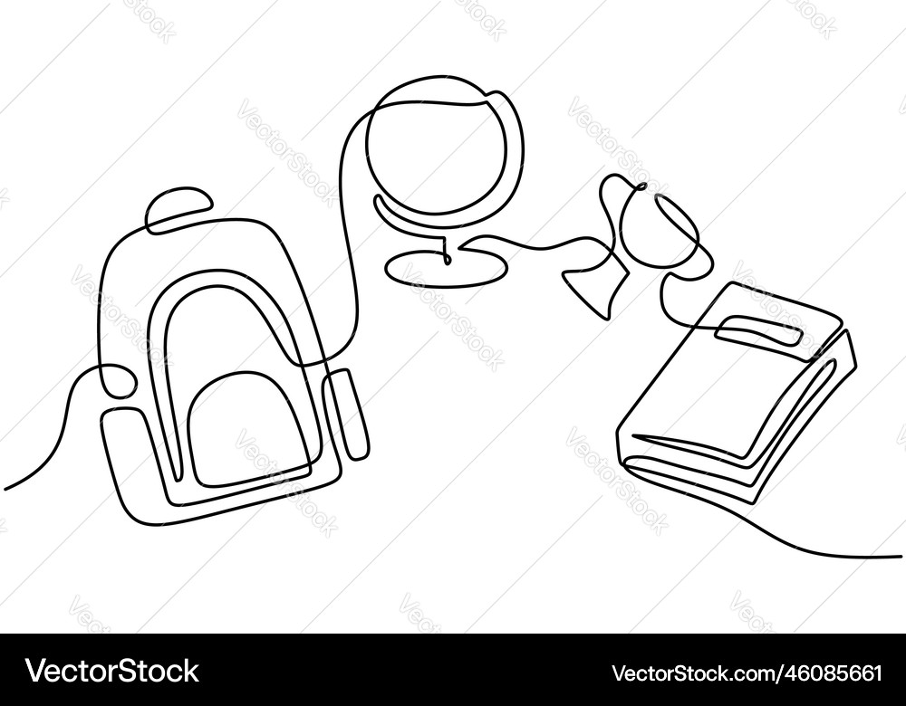 Hand drawing one single continuous line of book Vector Image