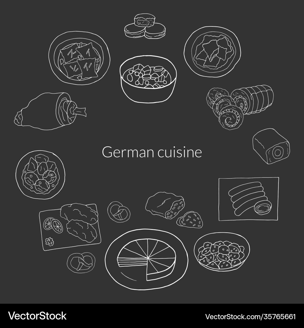 Hand drawn doodle set german cuisine design Vector Image