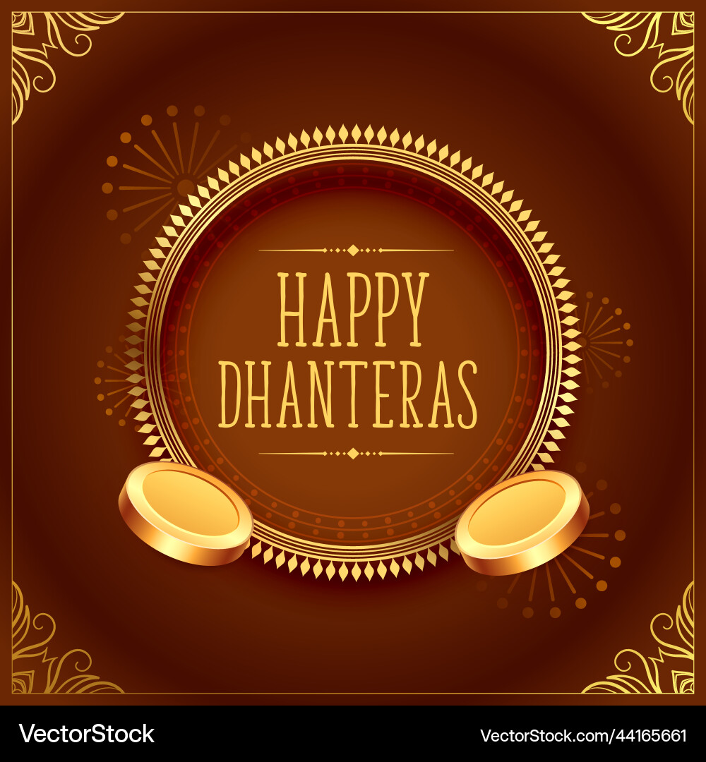 Happy dhanteras traditional background with gold Vector Image