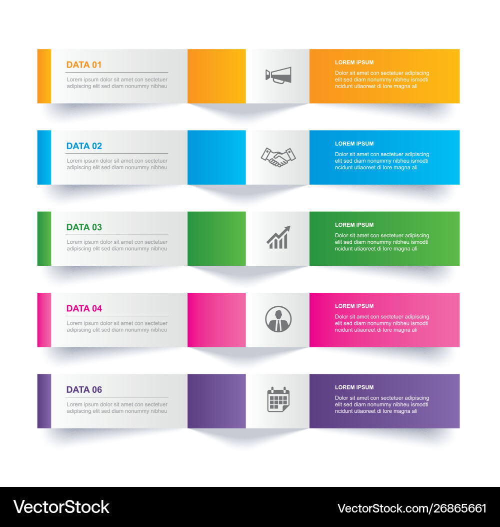 Infographics tab in horizontal paper index with 5 Vector Image