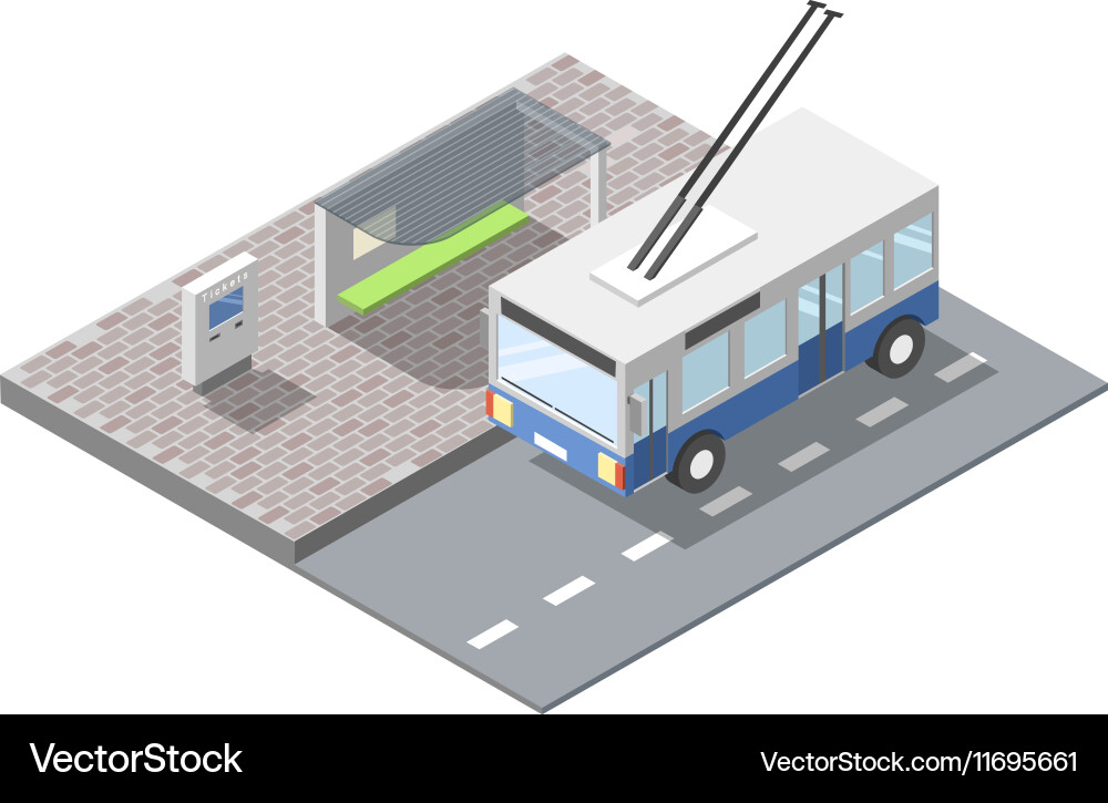 Isometric bus station with ticket sell terminal Vector Image