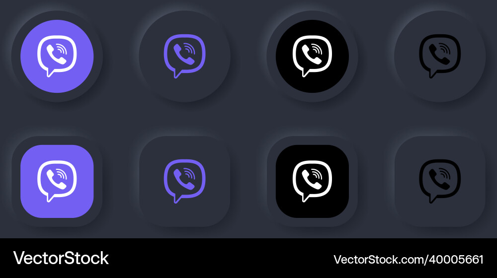 Neumorphic viber logo black neumorphism buttons Vector Image