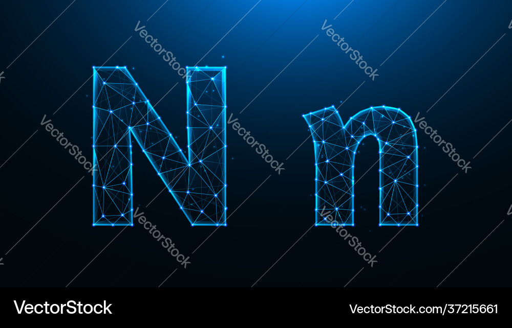 Polygonal letter n on a dark blue background Vector Image