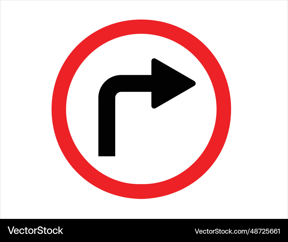 Right turn road sign art Royalty Free Vector Image