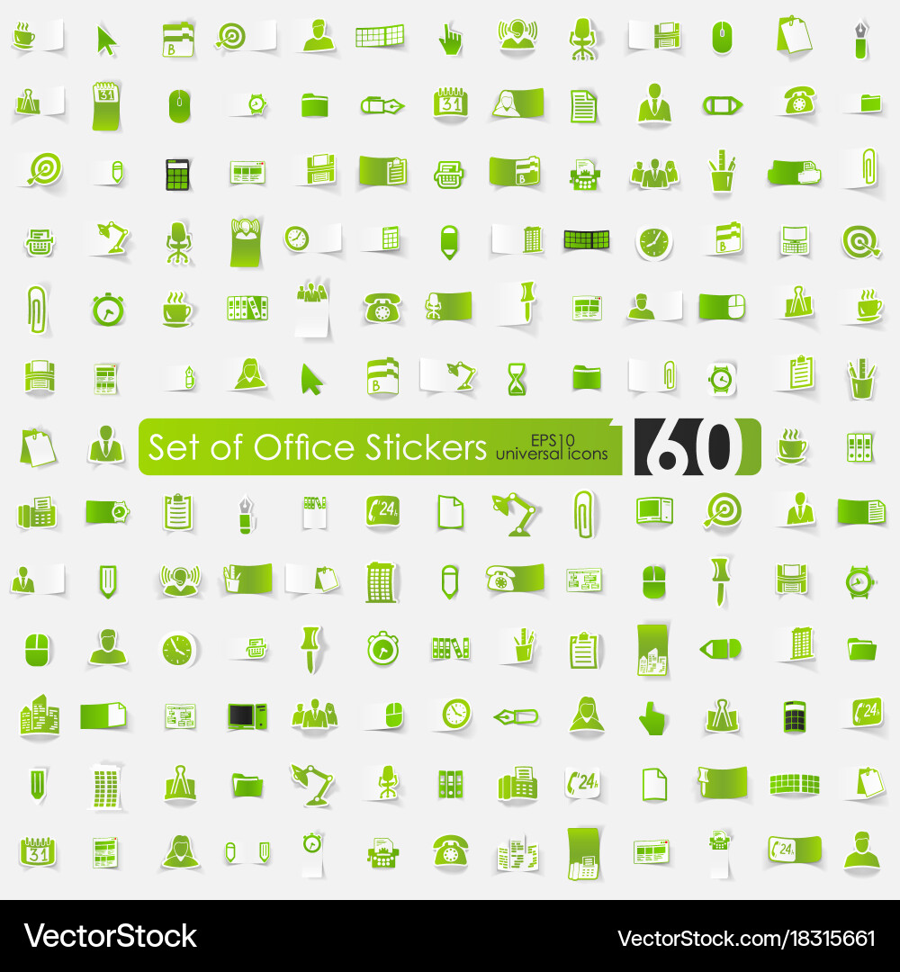 Set of office stickers Royalty Free Vector Image