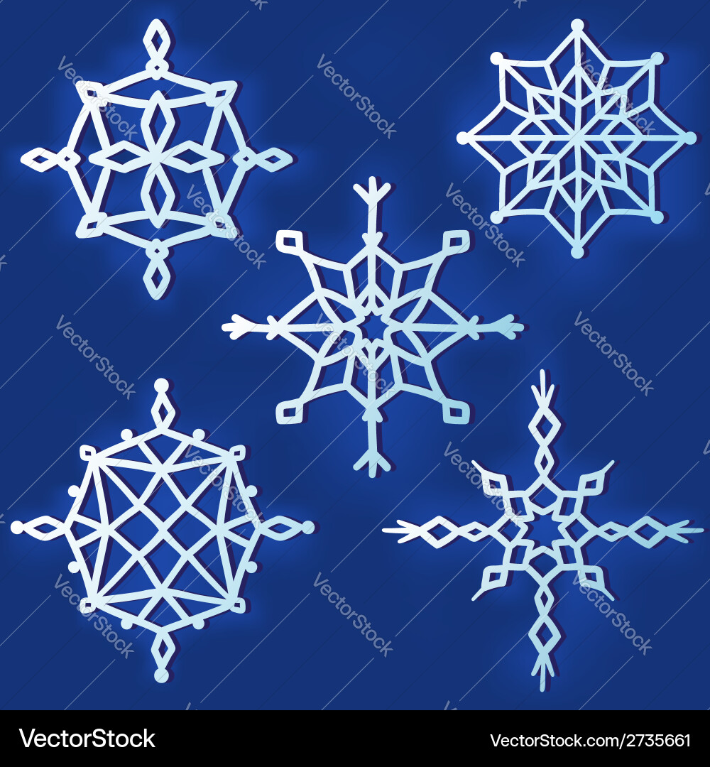 Set of simple snowflakes Royalty Free Vector Image