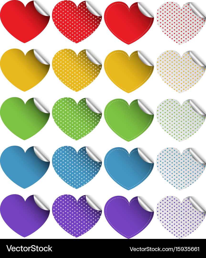 Sticker design in heart shapes Royalty Free Vector Image