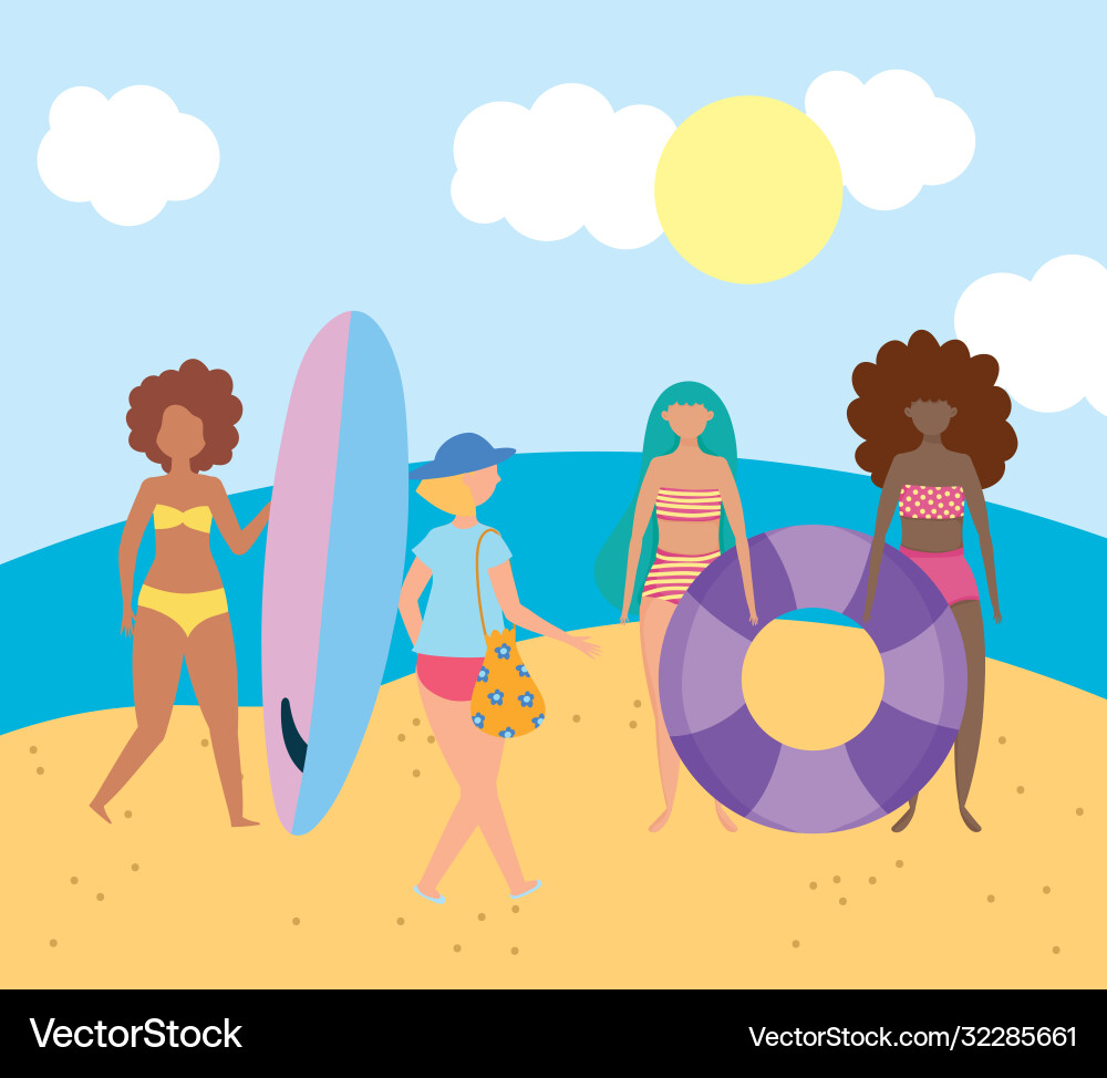 Summer people activities happy young Royalty Free Vector