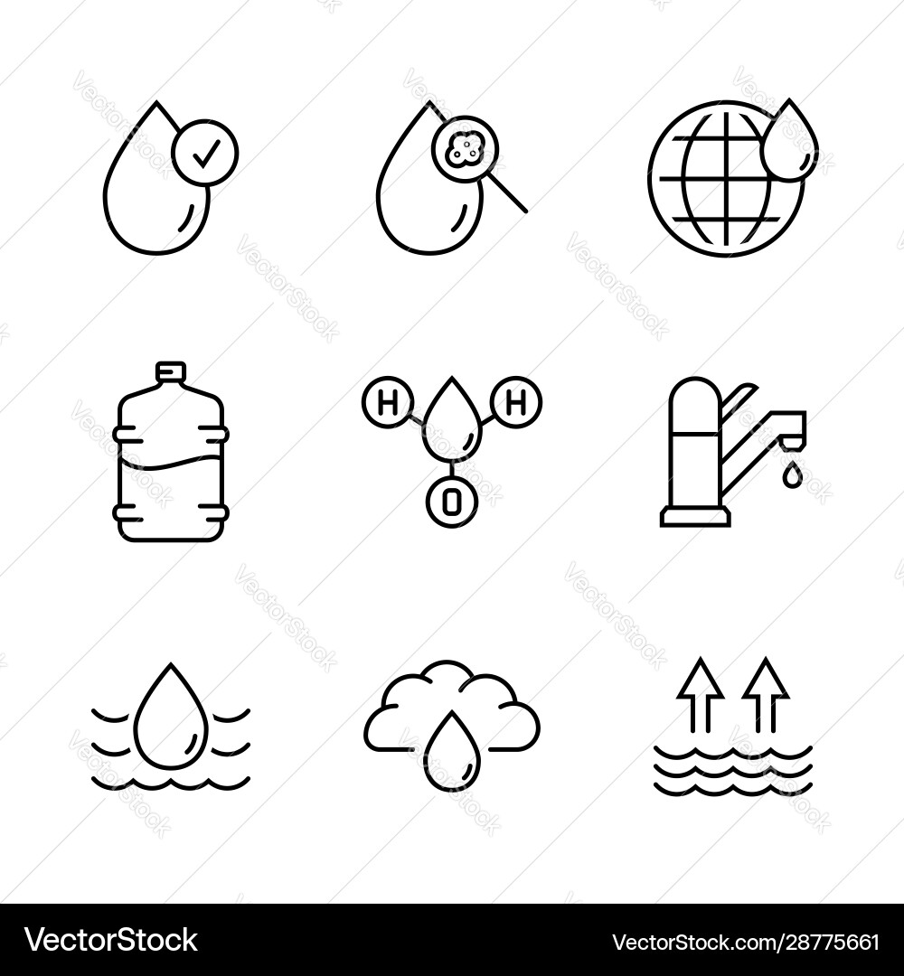 Water icon set in thin line style symbol Vector Image