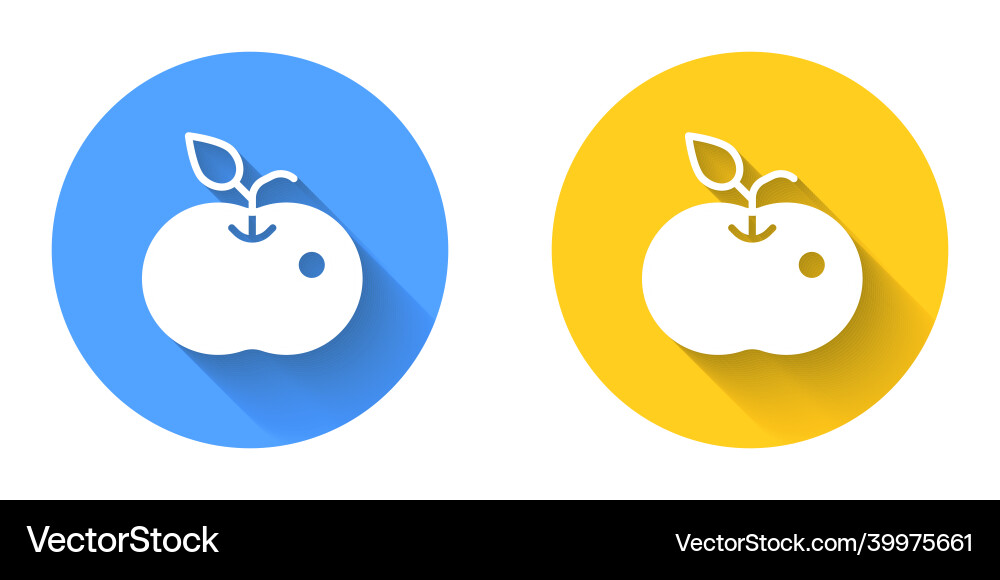 White poison apple icon isolated with long shadow Vector Image