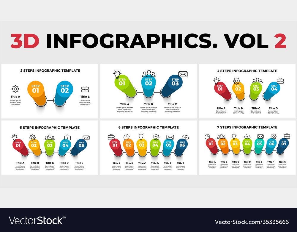 3d perspective infographics pack progress Vector Image