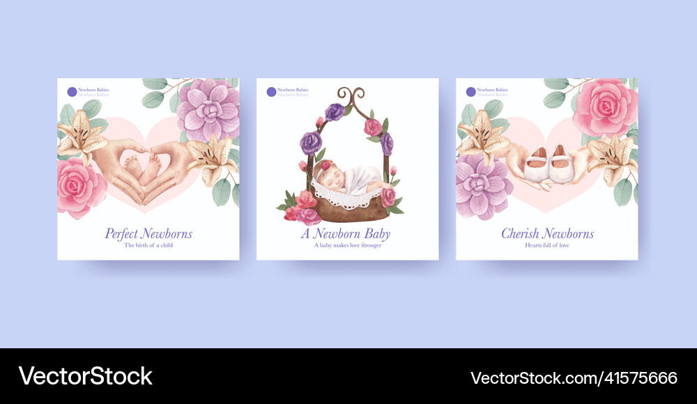 Banner template with newborn baby Royalty Free Vector Image