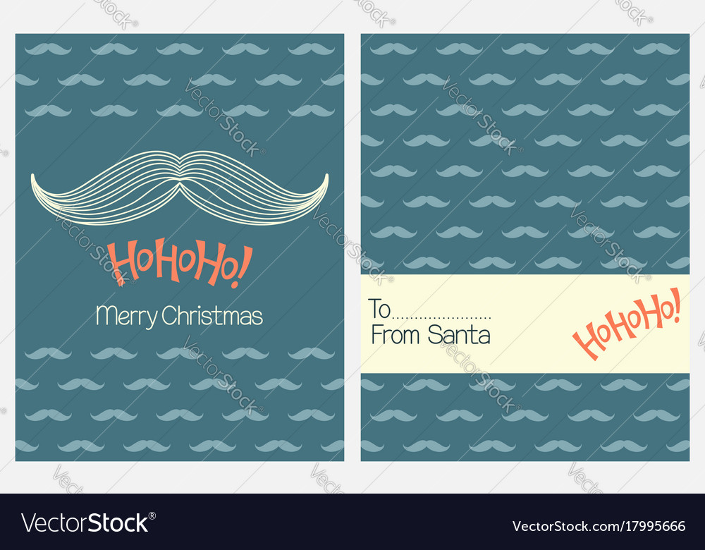 Christmas greeting cards with santas mustache Vector Image
