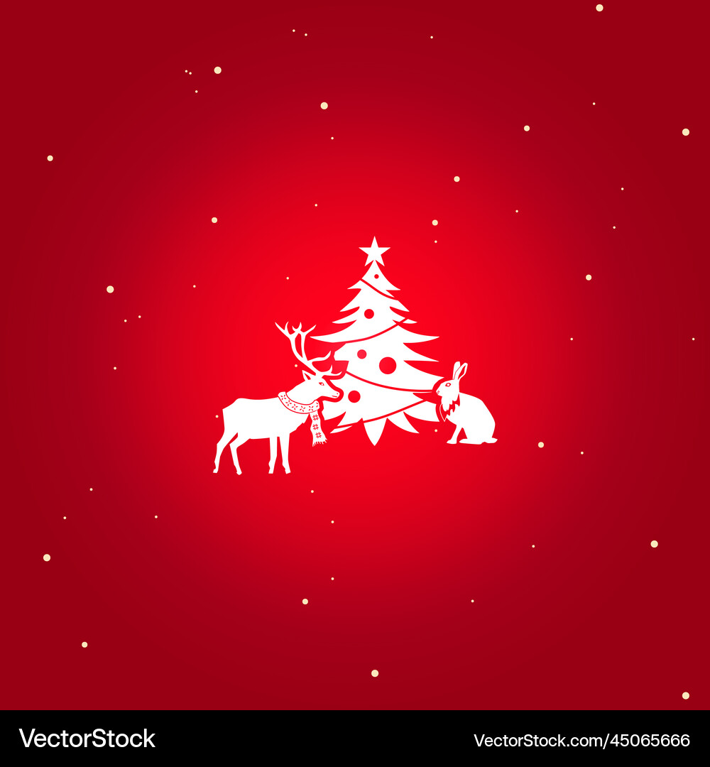 Christmas tree with animals icon new year Vector Image