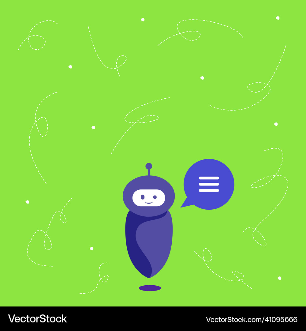 Cute floating robot telling us new wonderful Vector Image