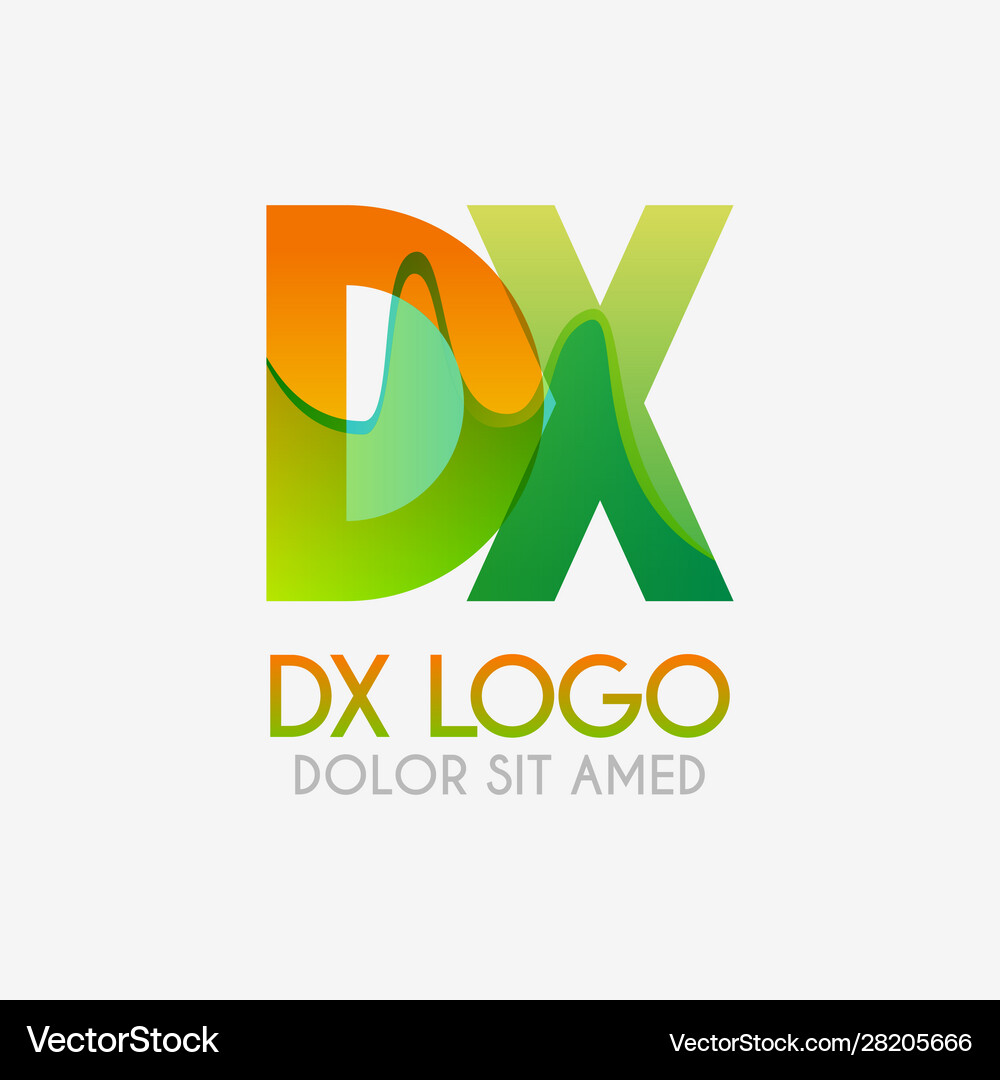Dx logo with striking colors and gradations Vector Image