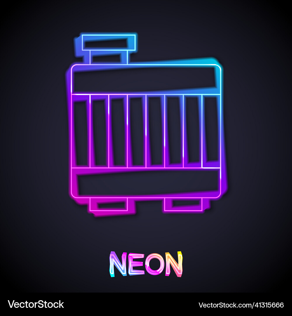 Glowing neon line car radiator cooling system icon