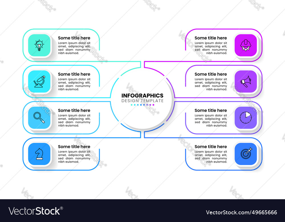 Infographic Template 8 Rectangles With Icons Vector Image