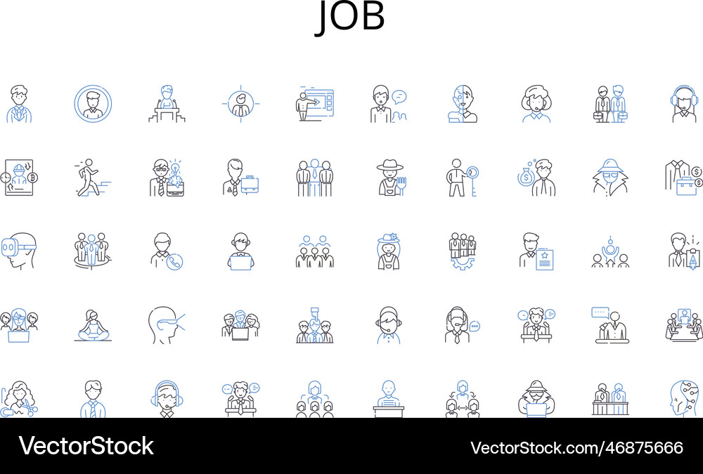 Job line icons collection planning execution Vector Image