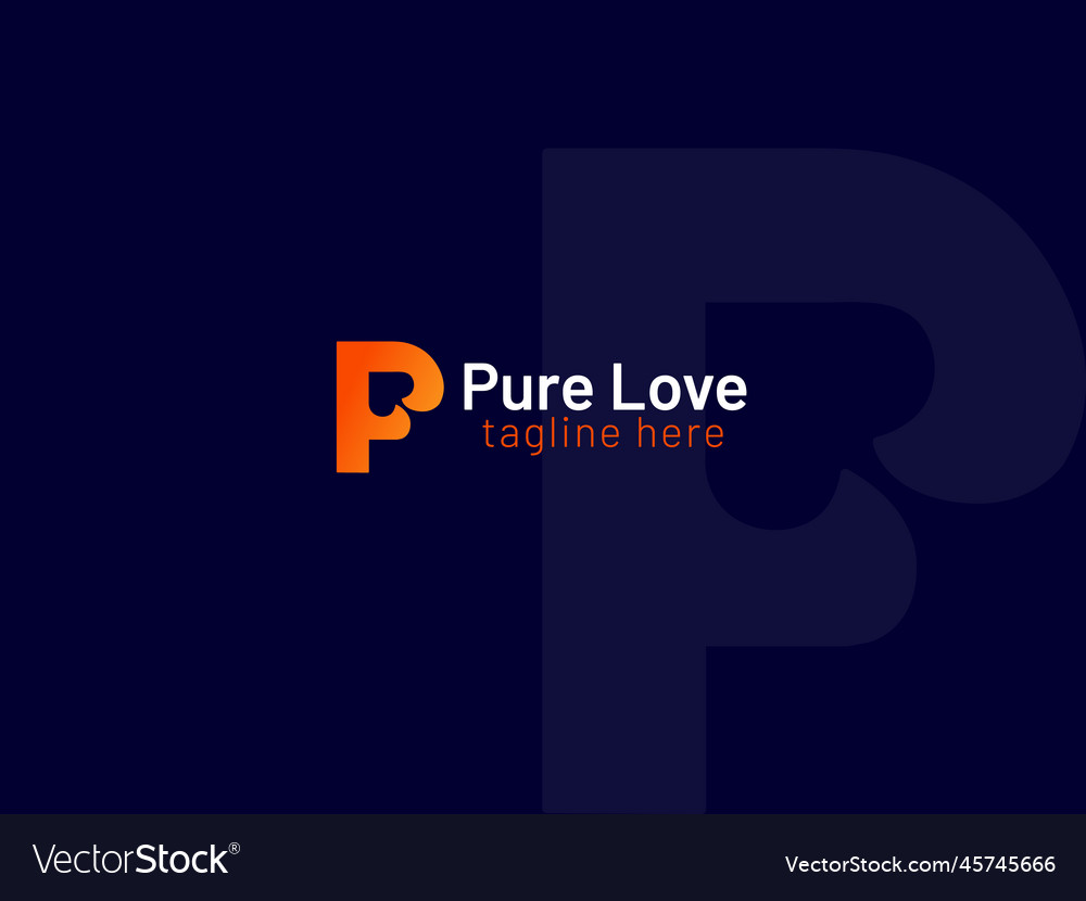 P Love Logo Design Letter Logo Free Royalty Free Vector