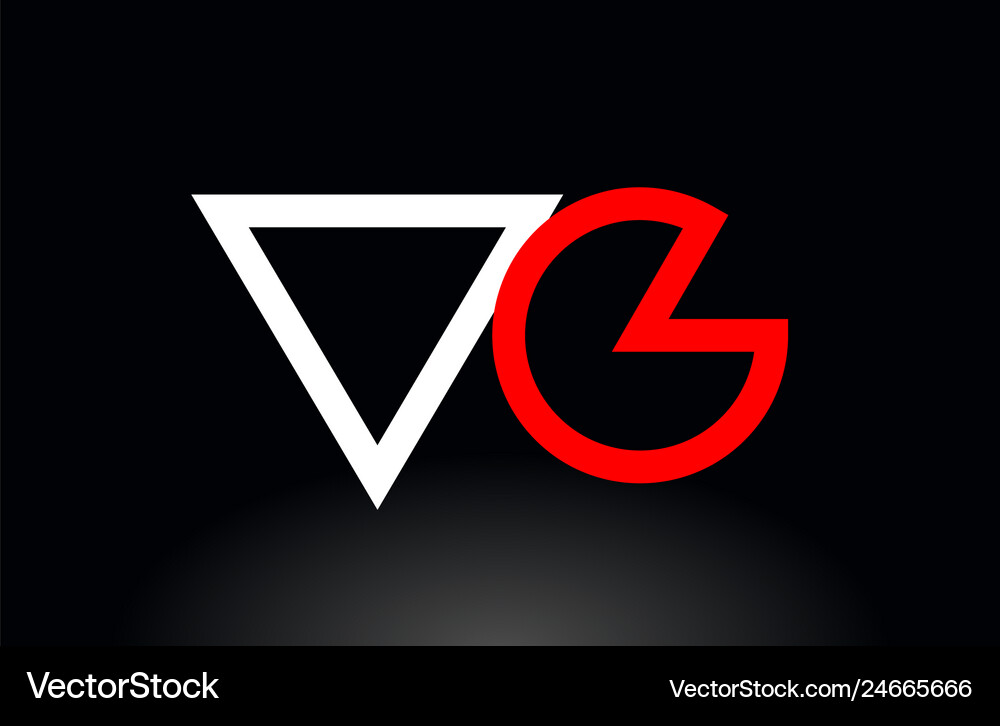 Red white alphabet letter vg v g combination Vector Image