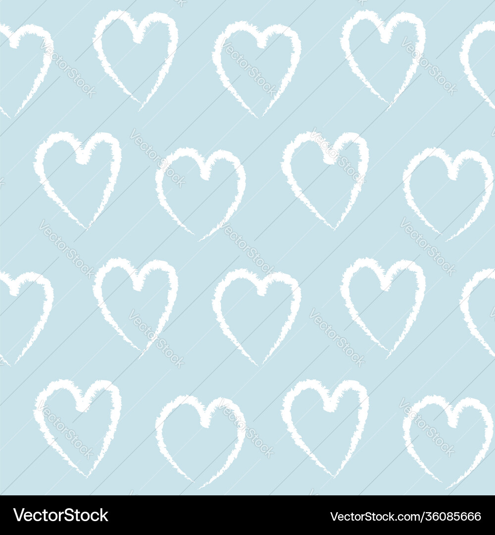Sky blue heart shaped brush stroke seamless Vector Image