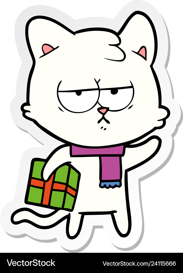 Sticker a bored cartoon cat Royalty Free Vector Image