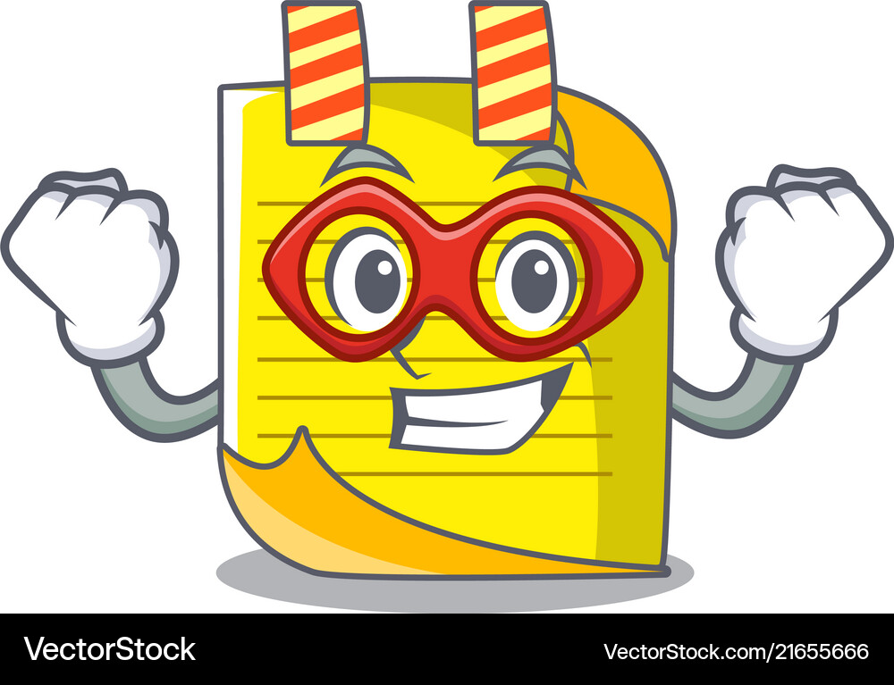Super hero cartoon note paper with conceptual idea