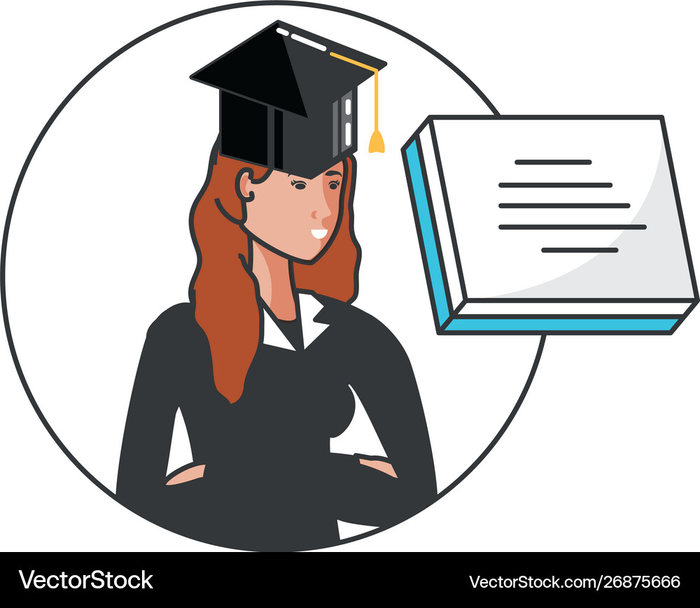 Yound student girl graduated character Royalty Free Vector