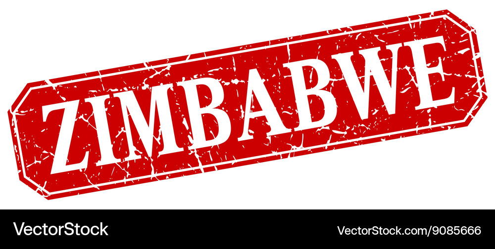 Zimbabwe red square grunge retro style sign Vector Image