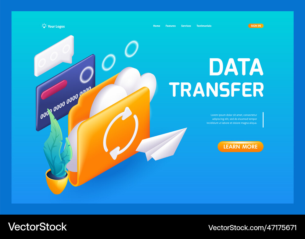 3d isometric cartoon digital file organization Vector Image