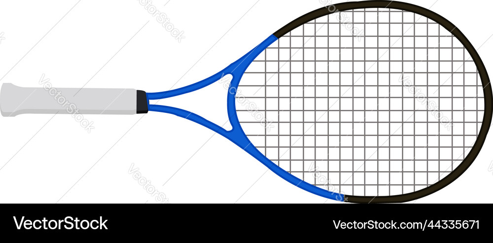 Black and blue tennis racket on a white Royalty Free Vector