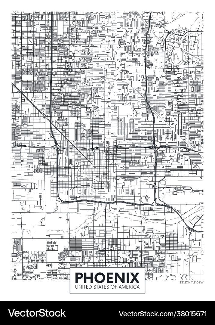 City map phoenix travel poster design Royalty Free Vector