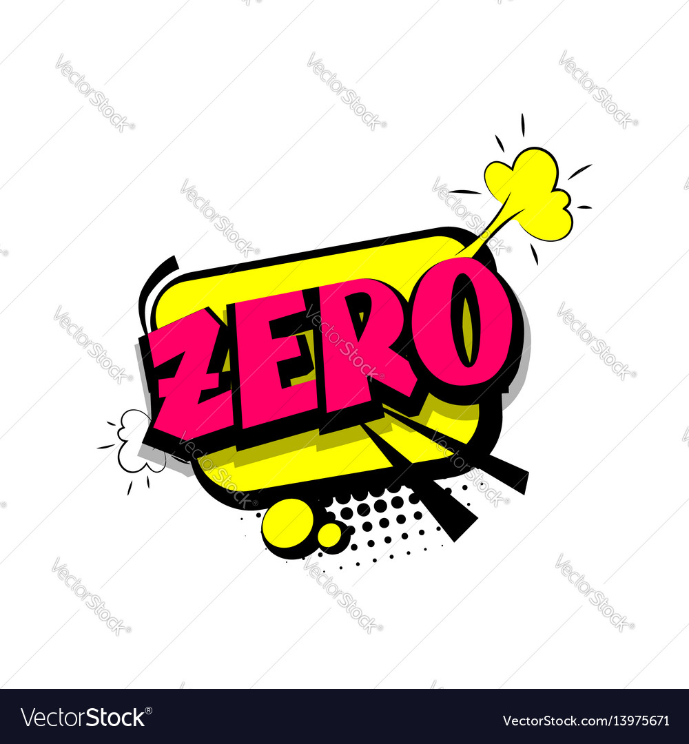 Colored comic text numbers zero Royalty Free Vector Image