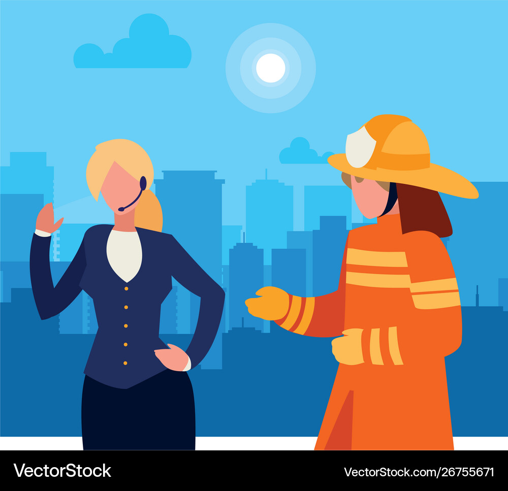 Couple professional workers in cityscape Vector Image