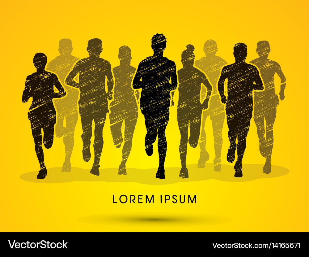 Group of Runners in Motion Royalty Free Vector Image