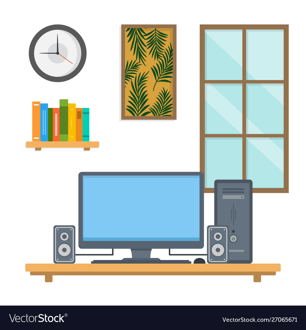 Interior a workspace Royalty Free Vector Image