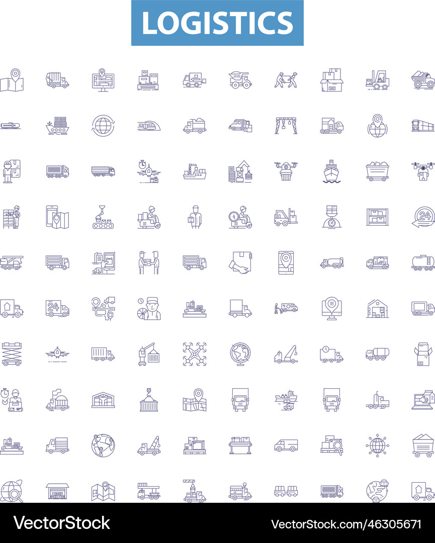 Logistics Line Icons - Transportation & Supply Cha