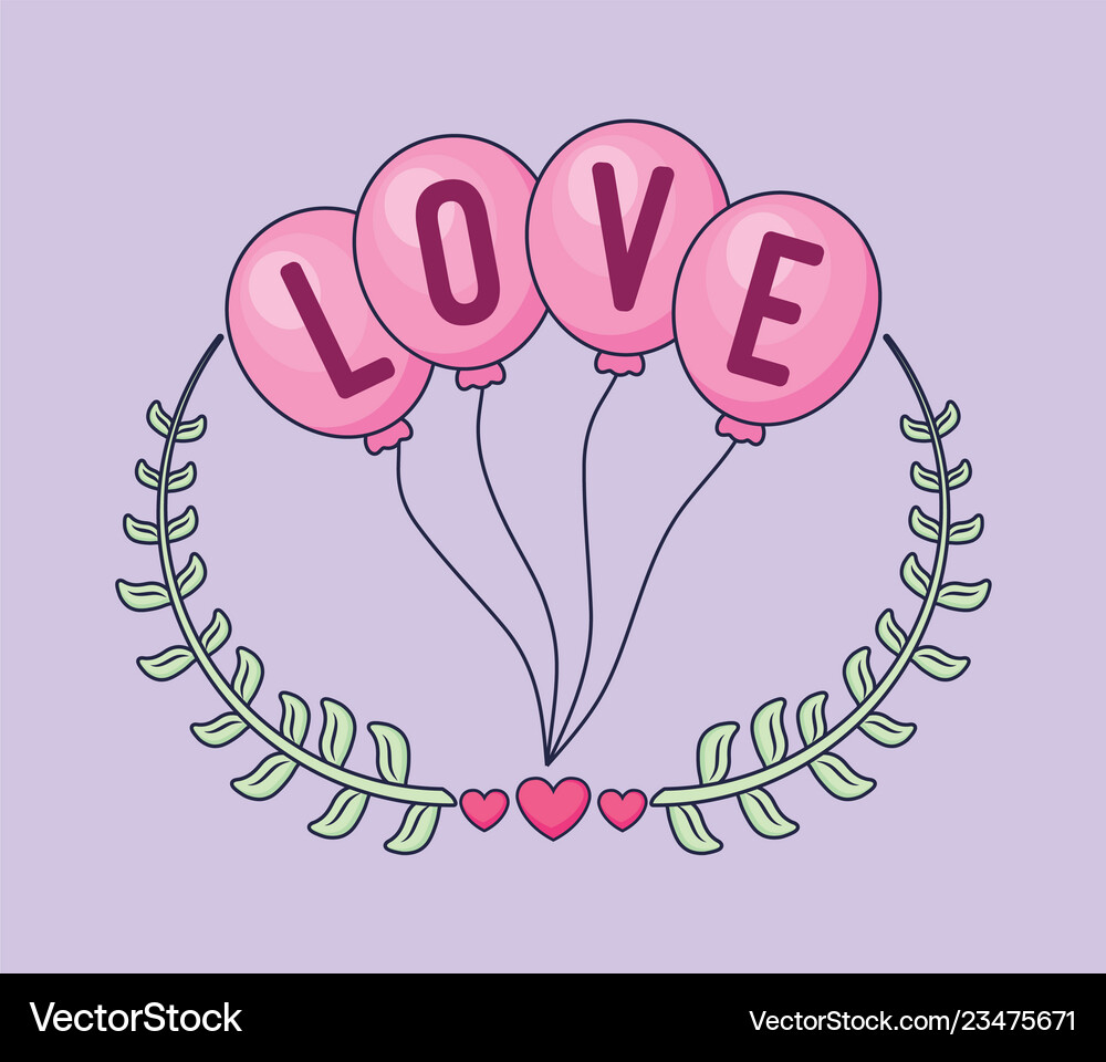 Love card with balloons helium Royalty Free Vector Image