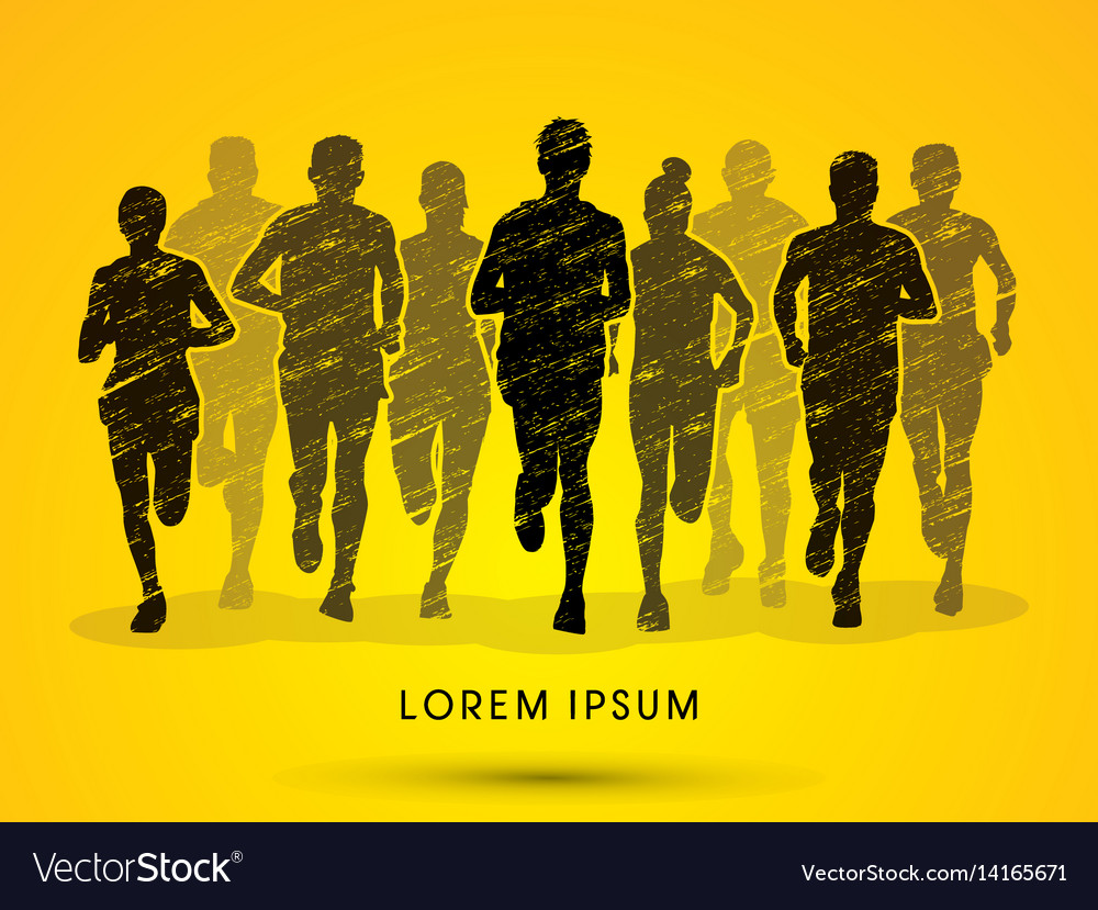 Marathon runners Royalty Free Vector Image - VectorStock