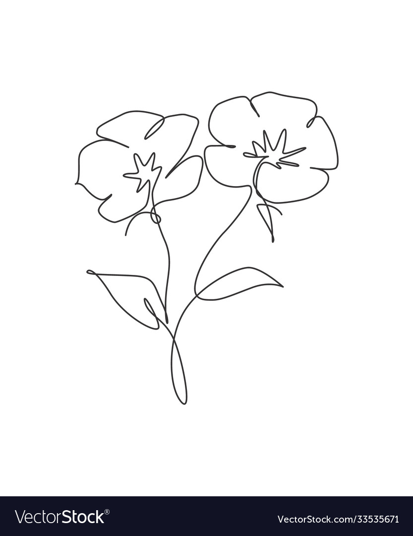 One Continuous Line Drawing Beautiful Abstract Vector Image
